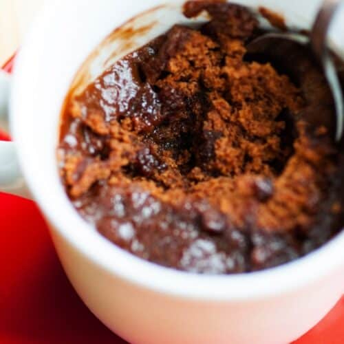 Hot Fudge Cake in A Cup-- The Best Chocolate Coffee Mug Cake