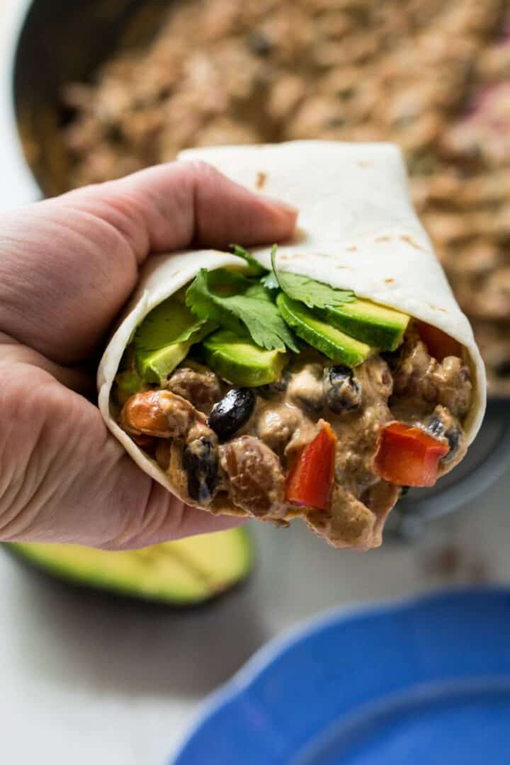 One Pan Crack Bean Burritos | Heather Likes Food